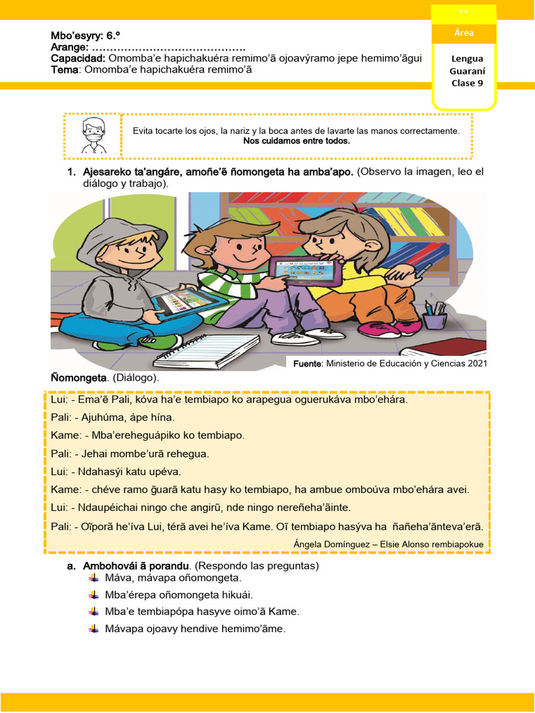 Sexto Grado Guarani Clase 9 | PDF | Familias de idiomas
