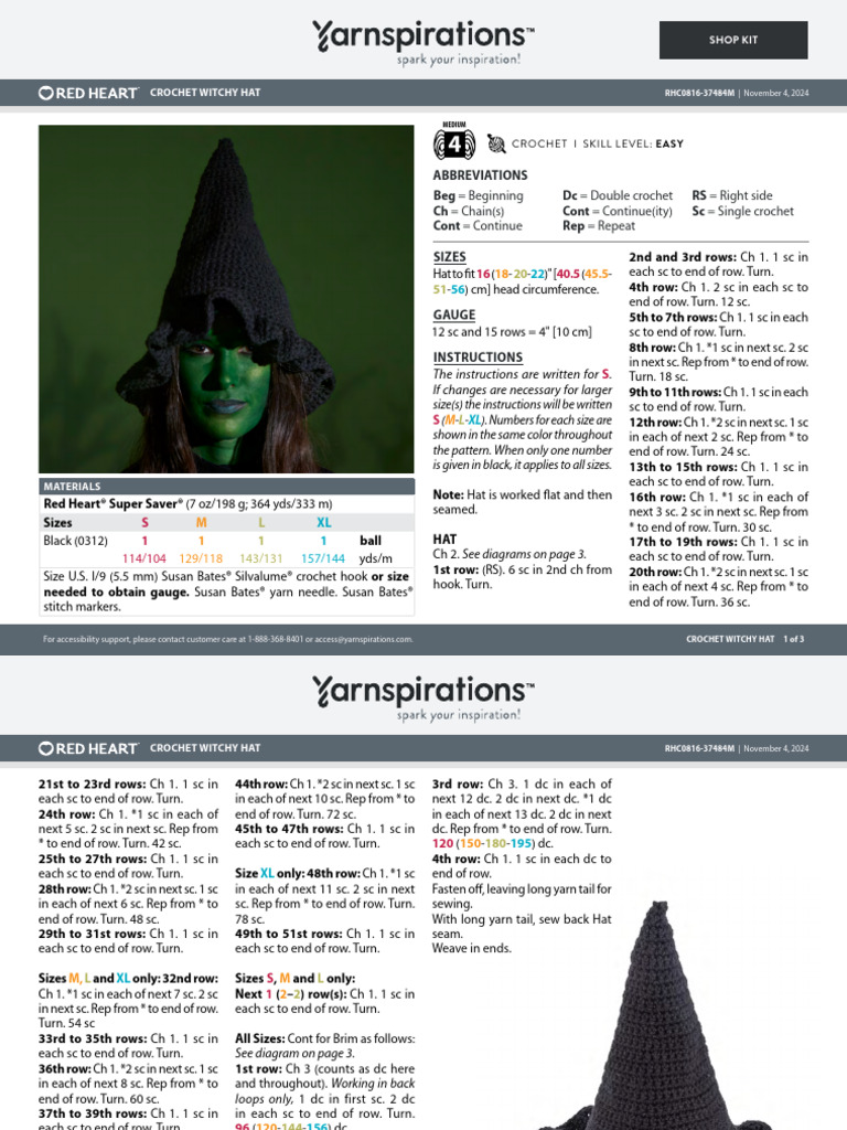 Yarnspiration Chapeu de Bruxa | PDF | Crochet | Textile Arts