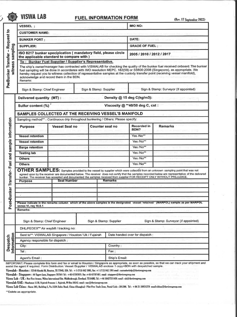 Fuel Information Form (New) | PDF