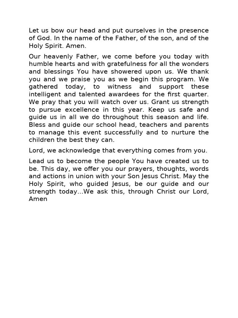 Opening PRAYER For Recognition Day | PDF