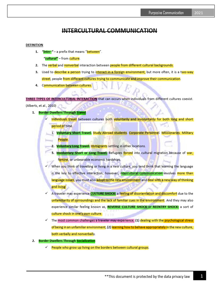 Intercultural Communication Overview | PDF | Communication | Nonverbal ...