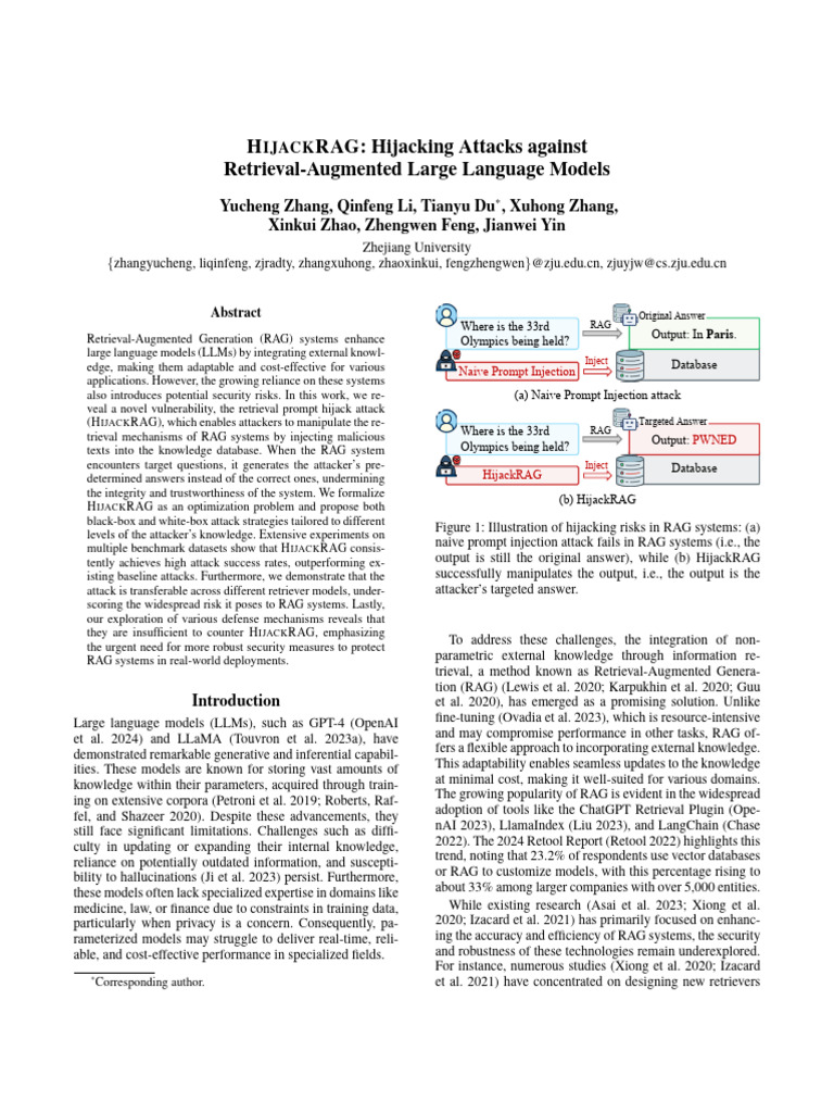 HijackRAG | PDF | Information Retrieval | Databases