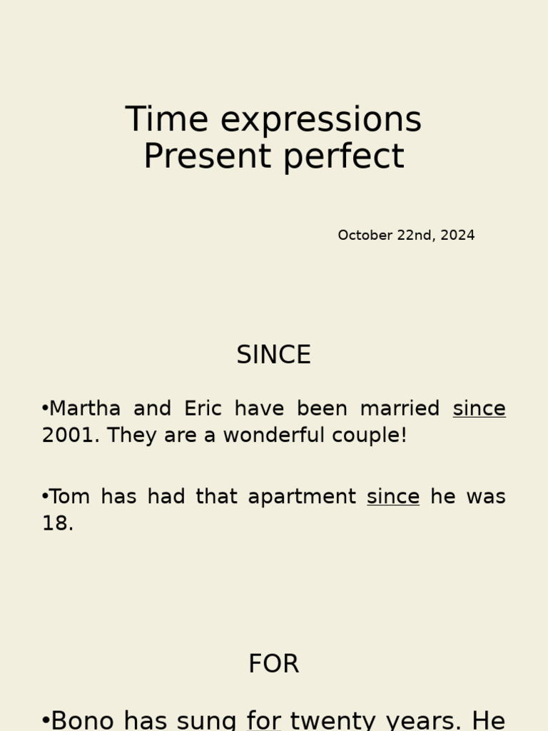 Time Expressions Present Perfect | PDF