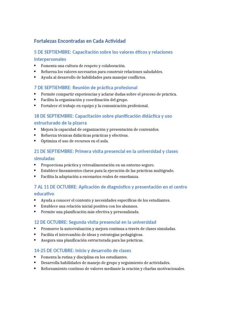 Fortalezas Actividades | PDF | Enseñando | Maestros