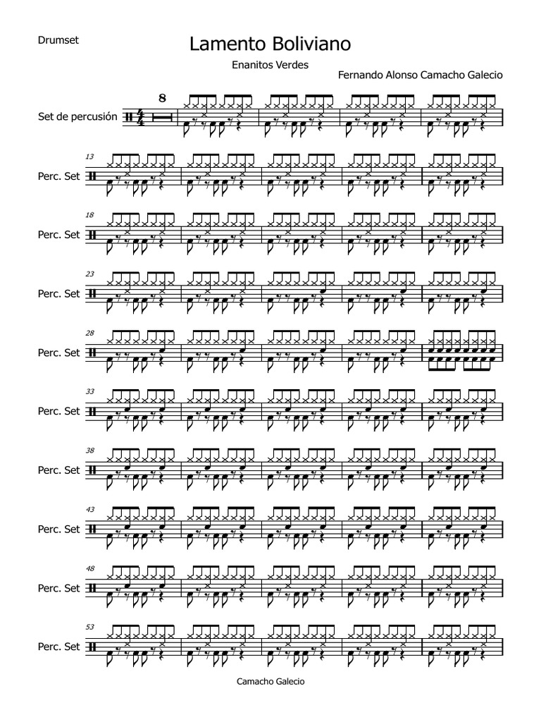 Lamento Boliviano - Enanitos Verdes-Drumset | PDF