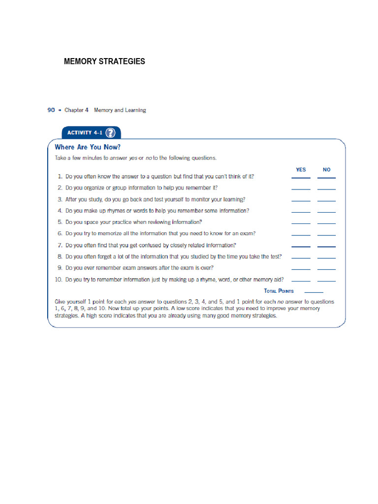 Appendix 6 MEMORY STRATEGIES | PDF