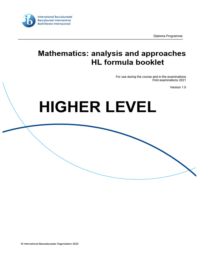 Math Aa Hl Formula Booklet 8 Pdf Variance Area