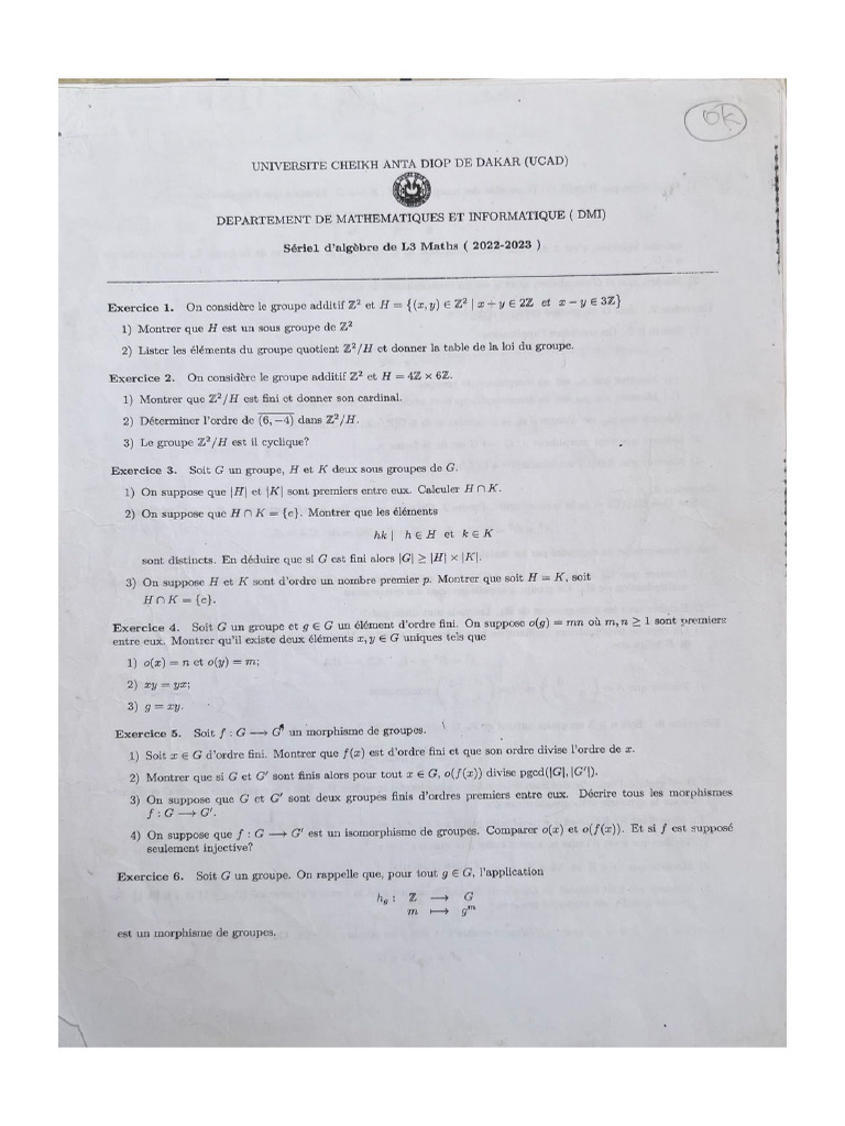 l3MPI TD 1, 2 Et 4 Algèbre... OK | PDF