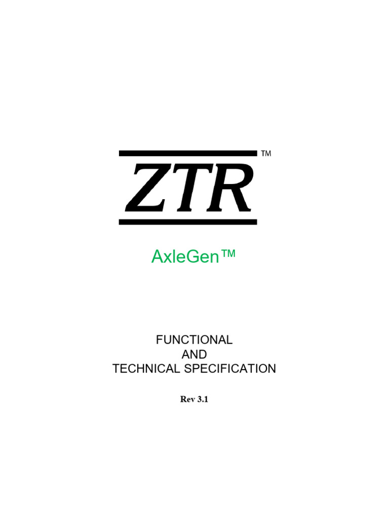 ZTR Axle Generator Specification 3.0 | PDF | Electrical Engineering