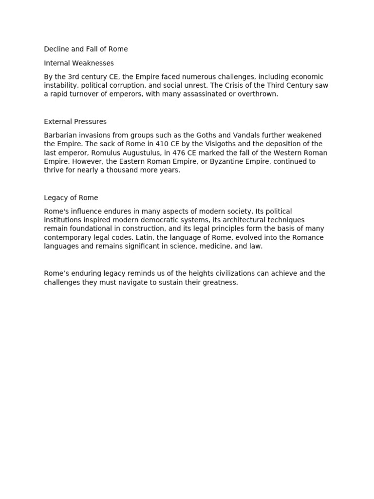 Fall of Rome: Causes and Legacy | PDF