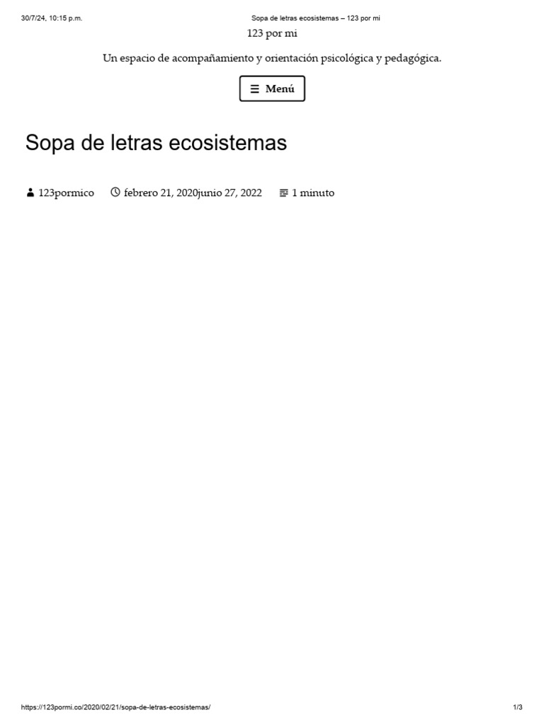 Sopa de Letras Ecosistemas | PDF