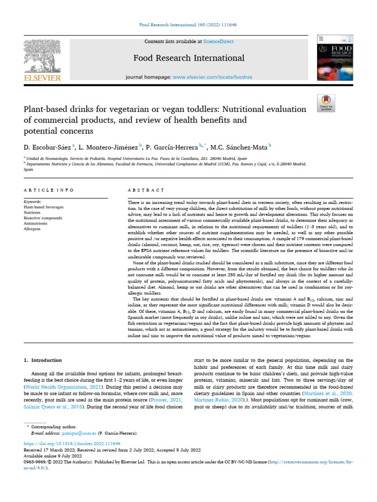 Food Research International: D. Escobar-S Aez, L. Montero-Jim Enez, P ...