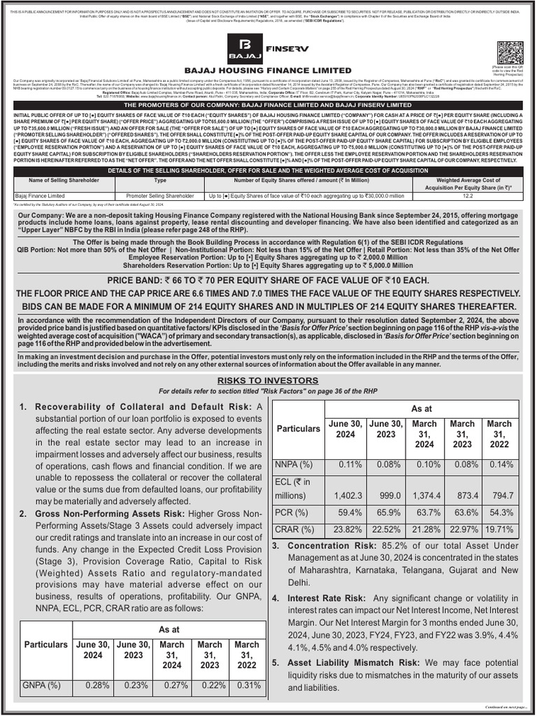 RHP Bajaj Housing Finance | PDF | Equity (Finance) | Financial Accounting