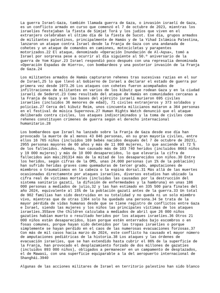 La Guerra Israel-Gaza, También Llam | PDF | Franja de Gaza | Conflictos