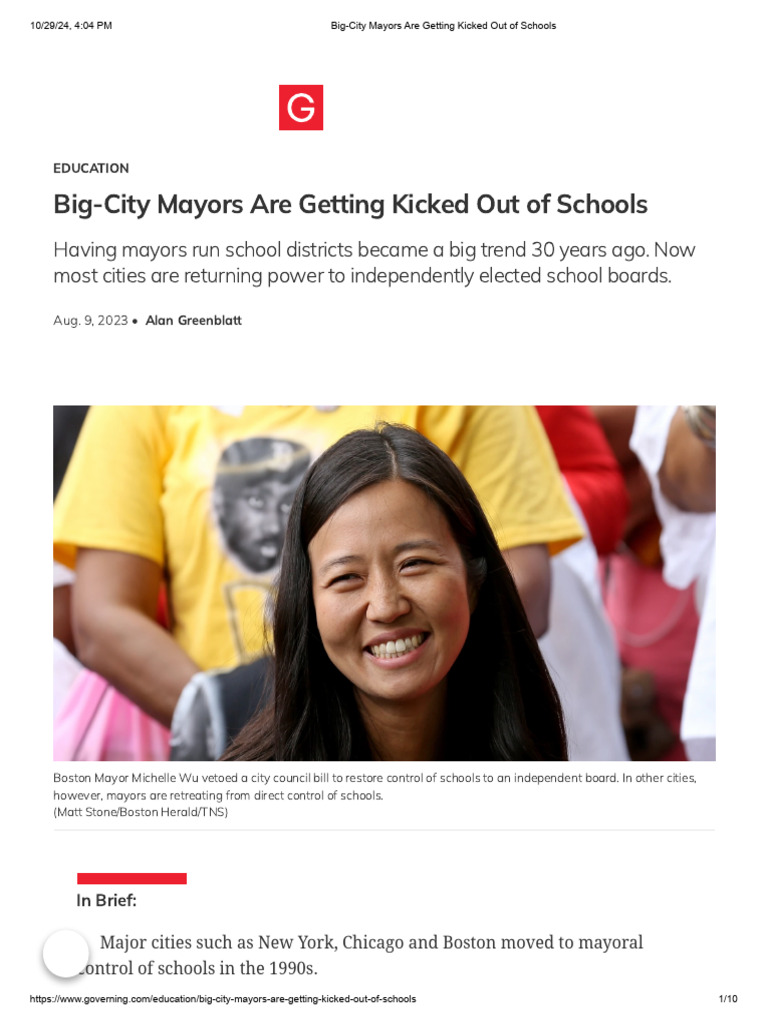 Big-City Mayors Are Getting Kicked Out of Schools | PDF
