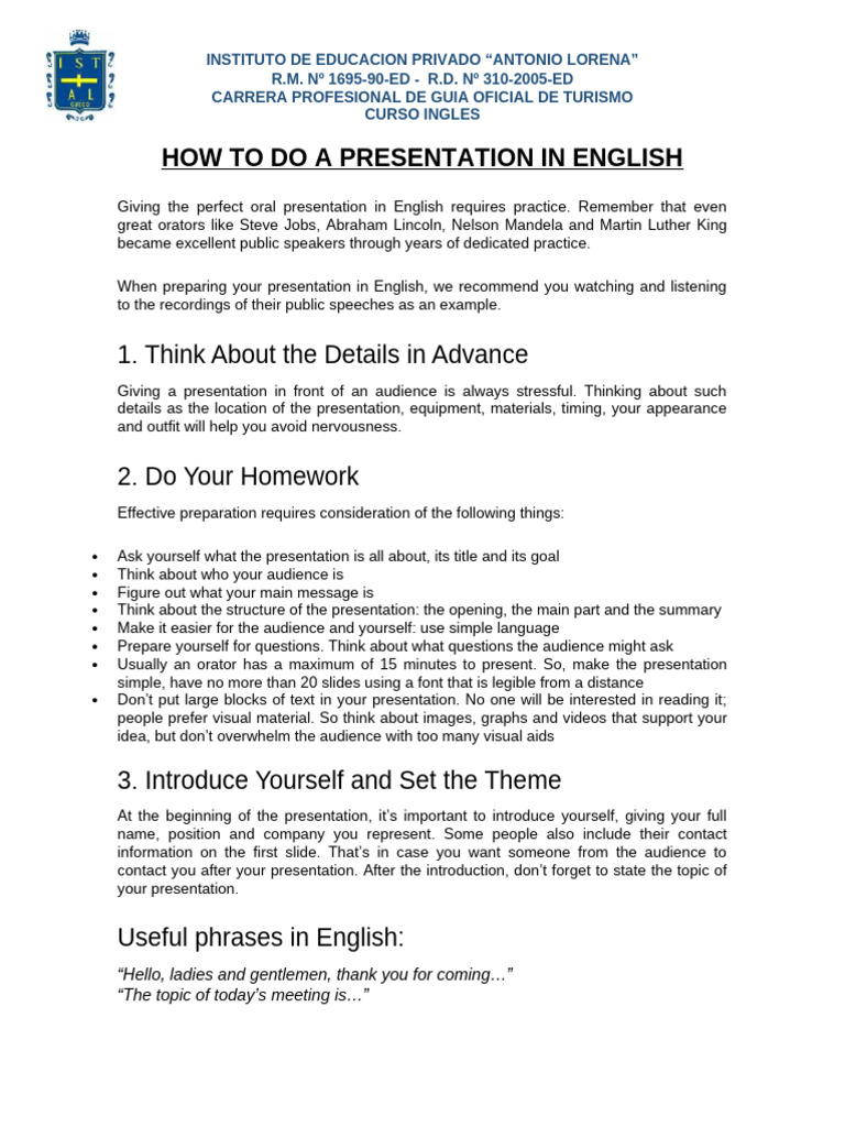How To Do A Presentation in English | PDF | Human Communication