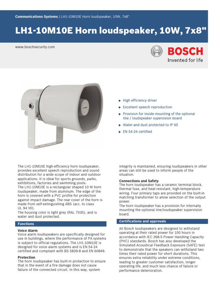 LH1 10M10E Data Sheet enUS 9007201187507979 | PDF | Loudspeaker | Sound