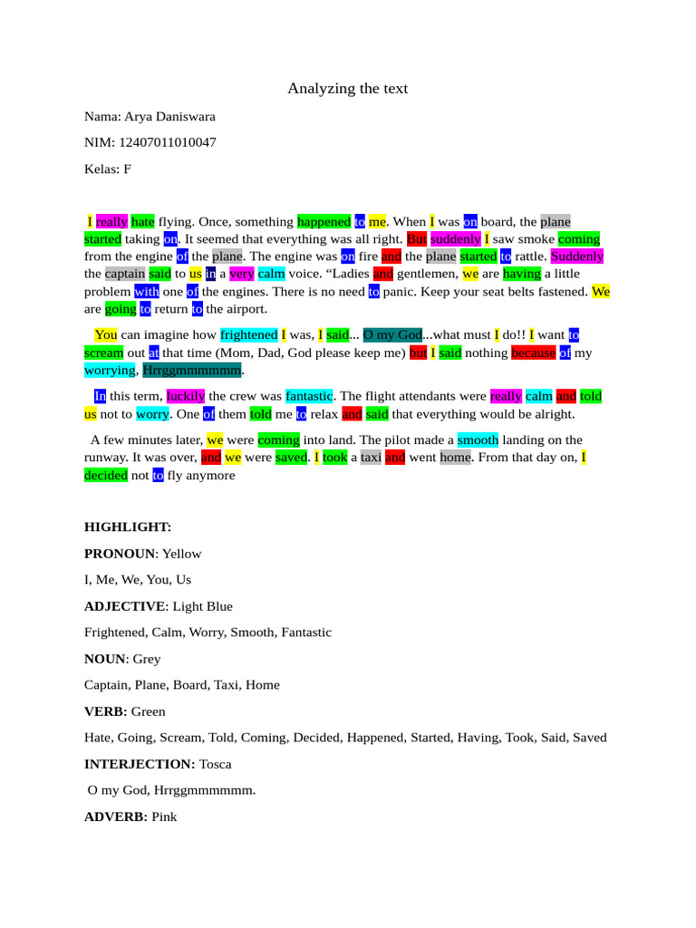Analyzing Text-Part of Speech-Arya Daniswara-12407011010047 | PDF