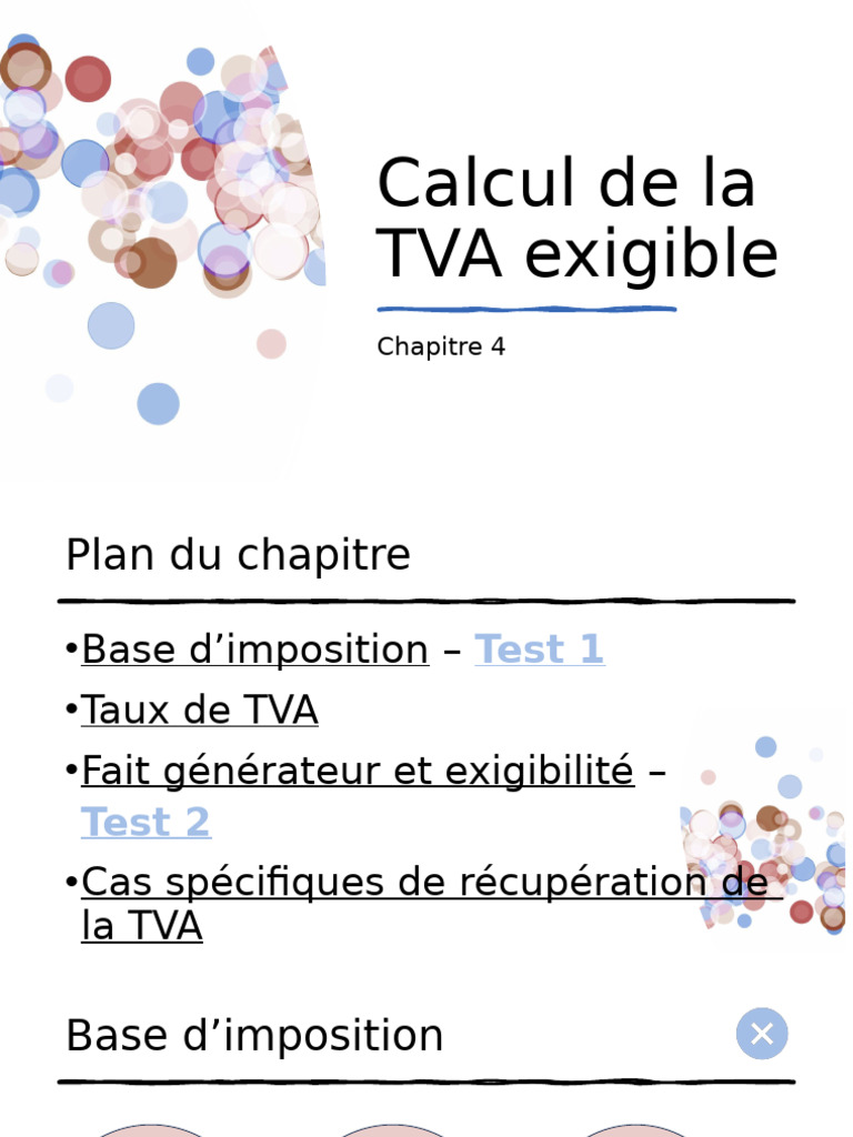 Chapitre 4 - Calcul de La TVA Exigible | PDF | Taxe sur la valeur ajoutée | Facture