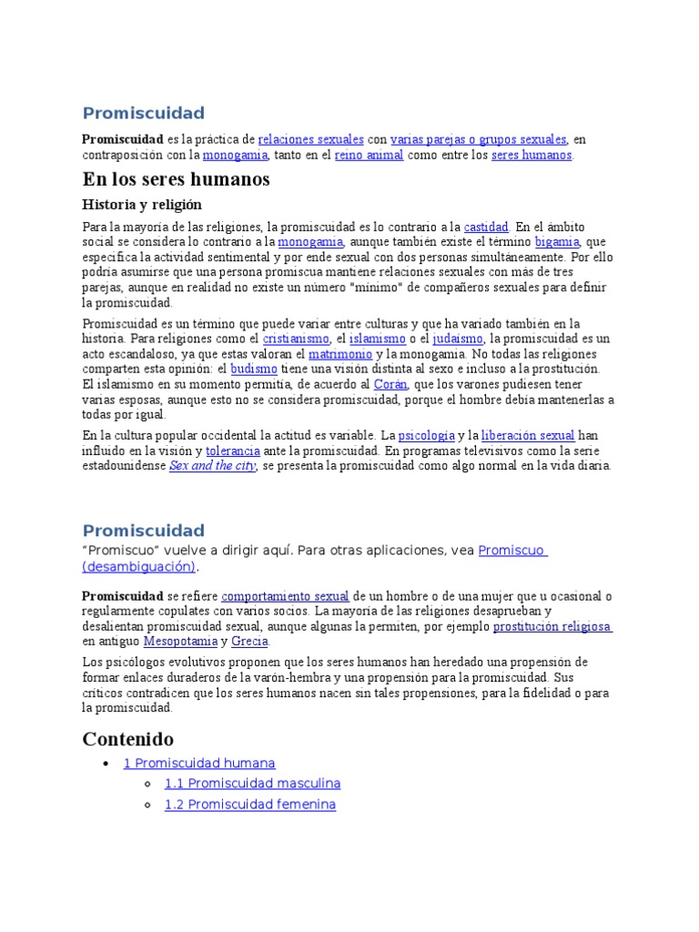 Promiscuidad | PDF | La sexualidad humana | Reproducción humana