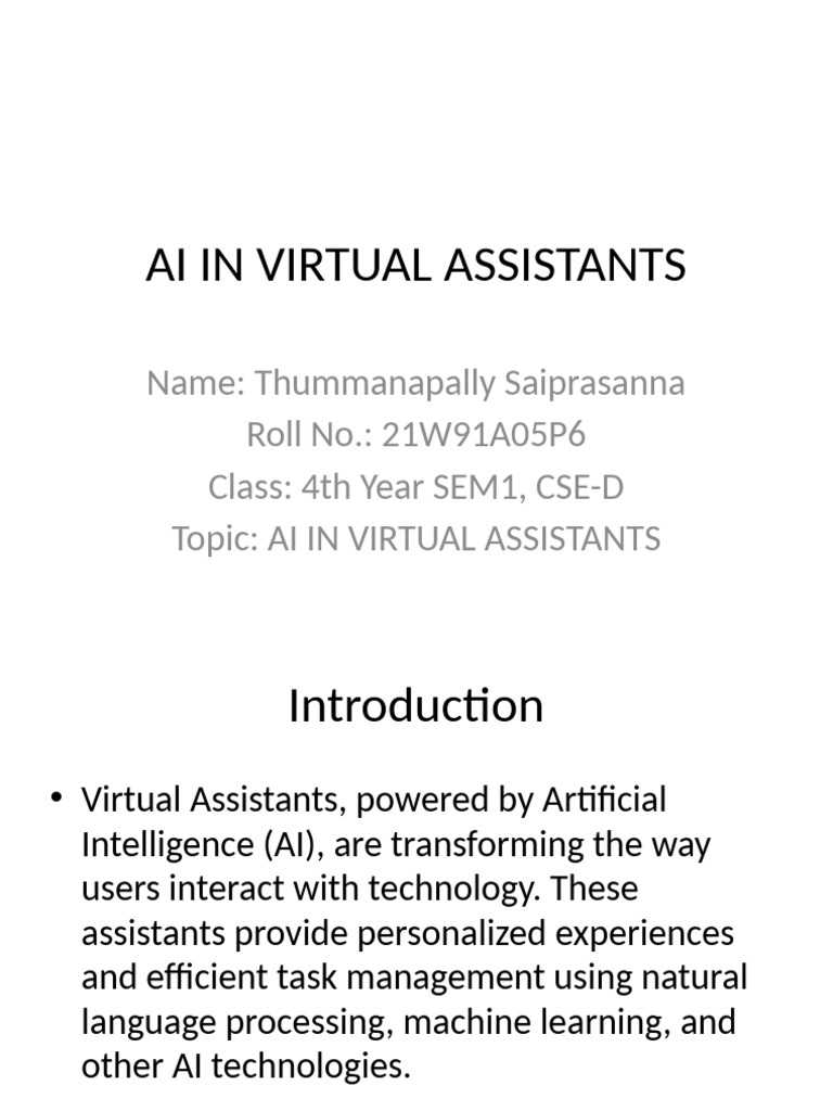 AI in Virtual Assistants | PDF | Computers | Technology & Engineering