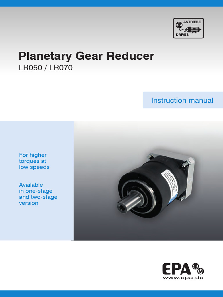 EPA ServoGear LR050-LR070 InstructionManual | PDF | Manufactured Goods