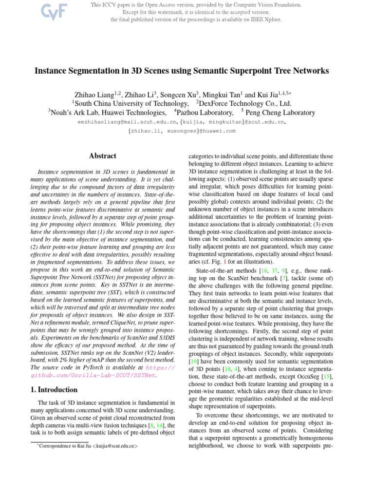Liang Instance Segmentation in 3D Scenes Using Semantic Superpoint Tree ... Liang Instance Segmentation in 3D Scenes Using Semantic Superpoint Tree ...