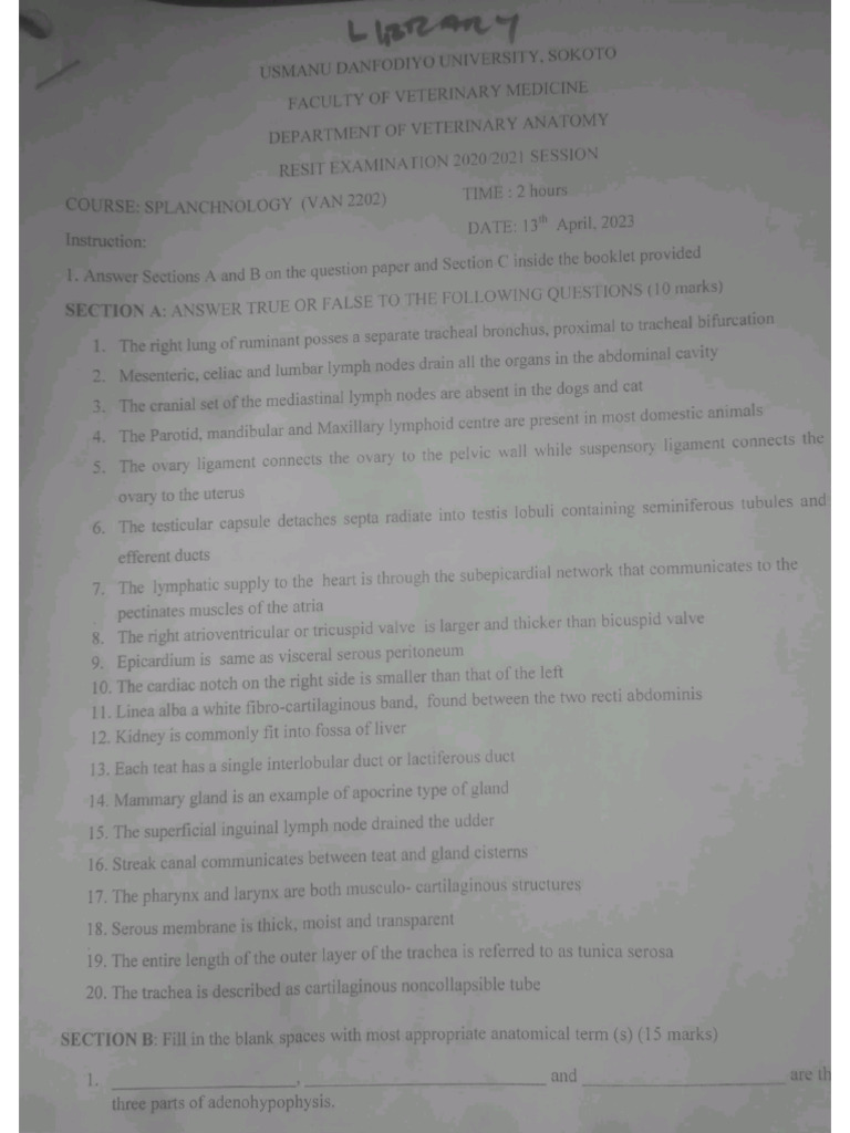 General PQ Anatomy, Histology and VBC | PDF