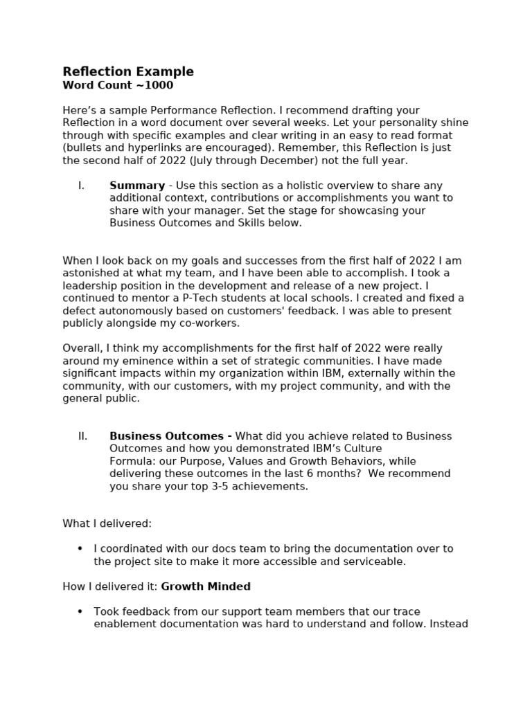 Developer Reflection Example Nov 2022 | PDF | Cognition