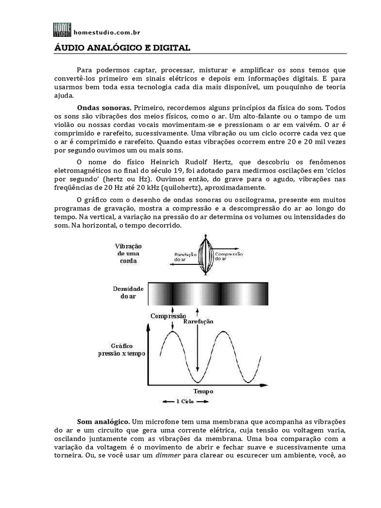 Áudio Analógico e Digital | PDF | Som | Hertz