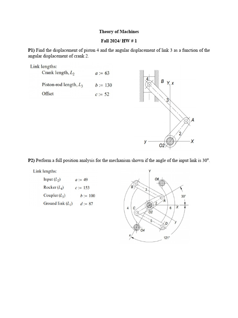 Theory of Machines - FALL 2024 - HW 1 | PDF