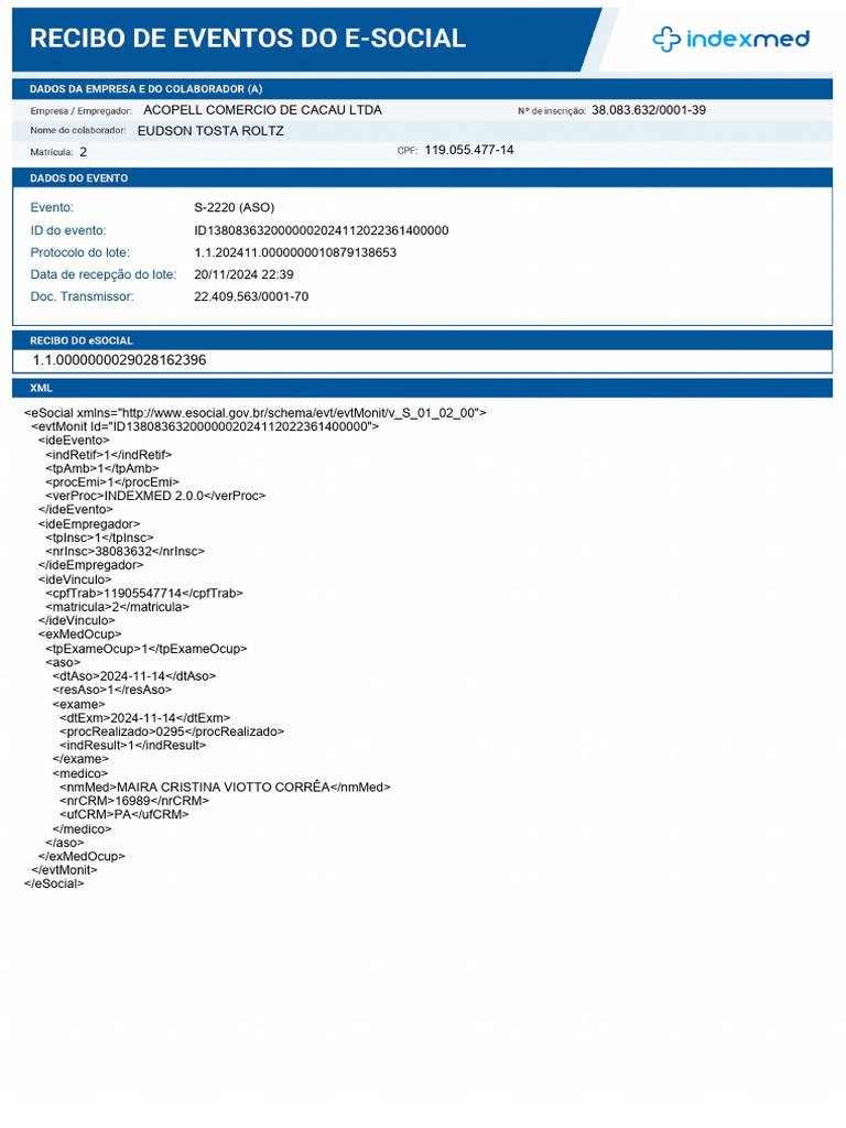 Recibo S2220 EUDSON TOSTA ROLTZ | PDF