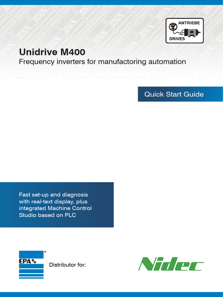 EPA Unidrive M400 Control QuickStartGuide | PDF | Electromagnetic Compatibility | Feedback