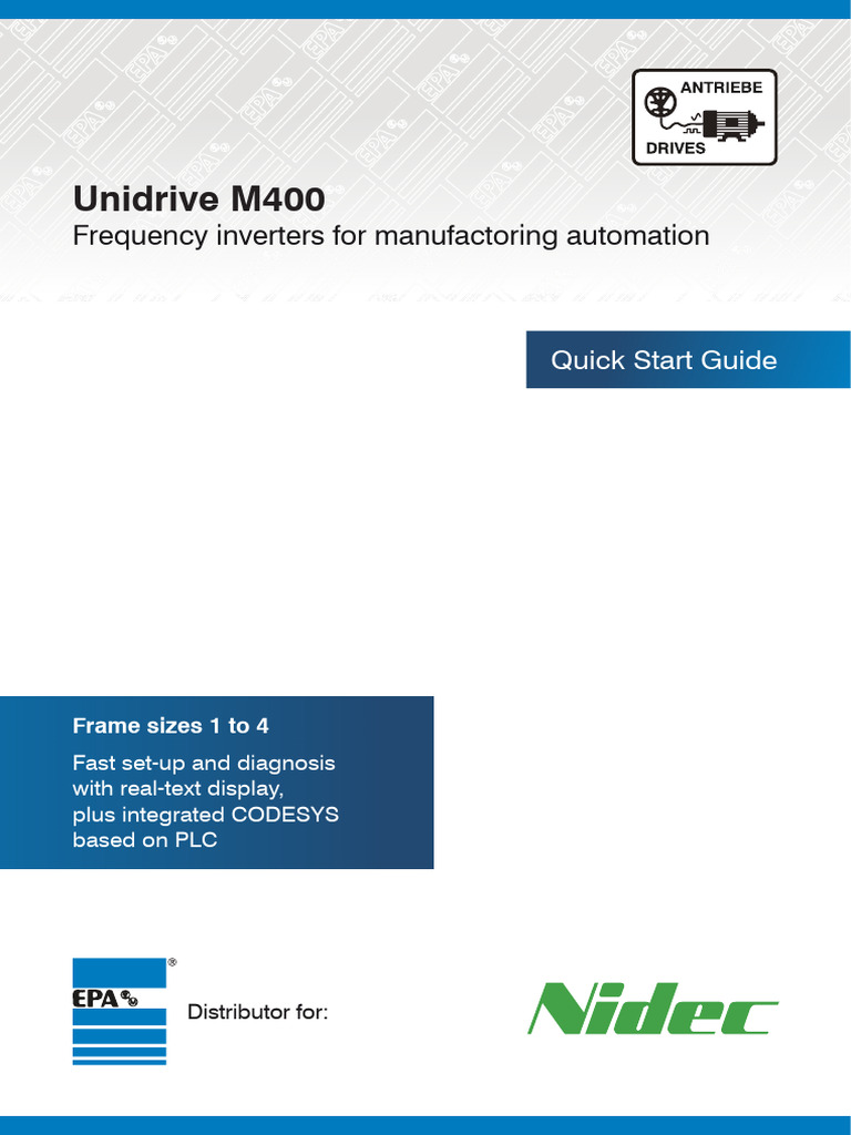 EPA Unidrive M400 Frame1to4 QuickStartGuide | PDF | Electromagnetic Compatibility | Recycling