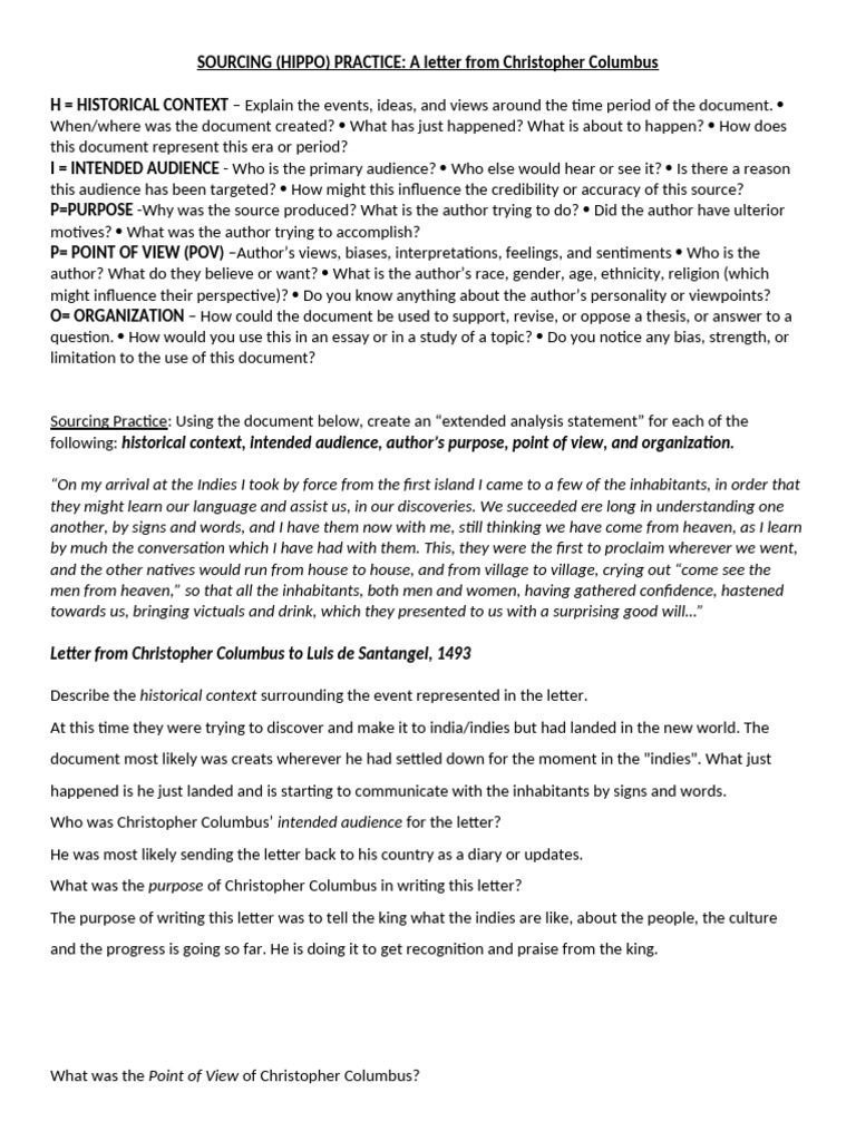 Sourcing Columbus Letter | PDF | Christopher Columbus | Narration