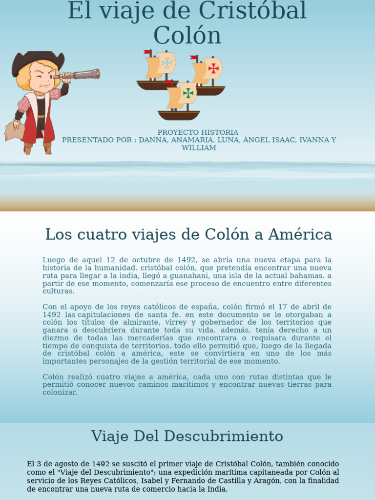 Los Cuatro Viajes de Cristóbal Colón | PDF | Cristobal colon | Viajes ...