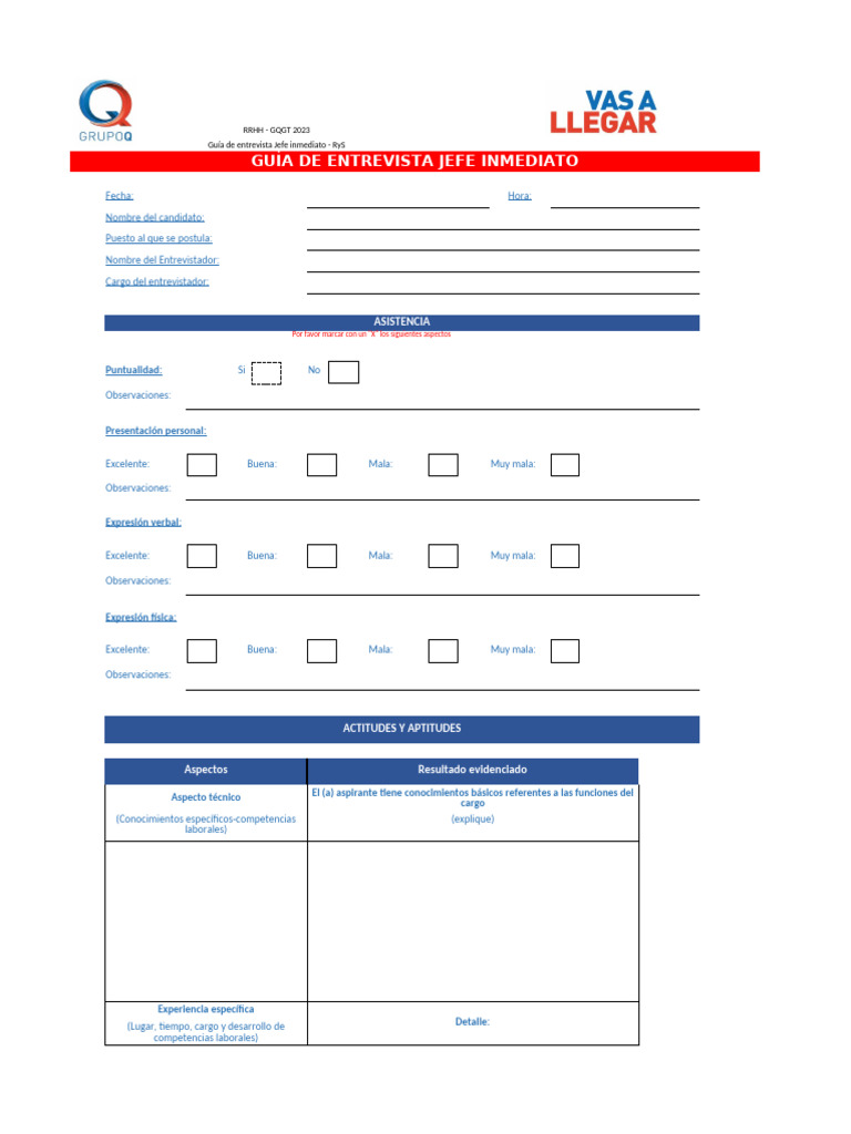 Formato Entrevista-Jefe Inmediato | PDF