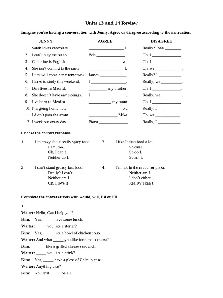 Units 13 and 14 Review | PDF | Cuisine | Foods