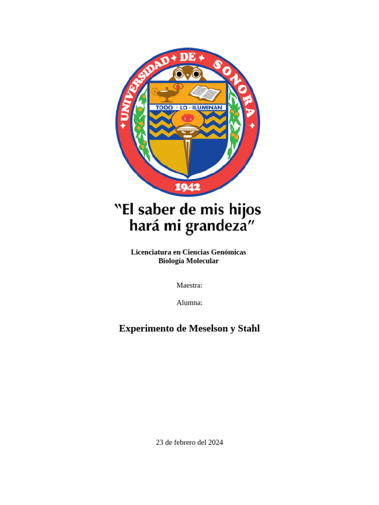 Experimento de Meselson y Stahl: ADN | PDF | Replicación De Adn | Adn