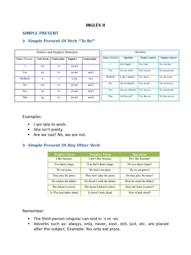 Inglés Ii | PDF | Verb | Syntax