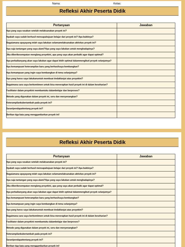Refleksi Akhir Peserta Didik | PDF | Seni | Pengembangan Diri