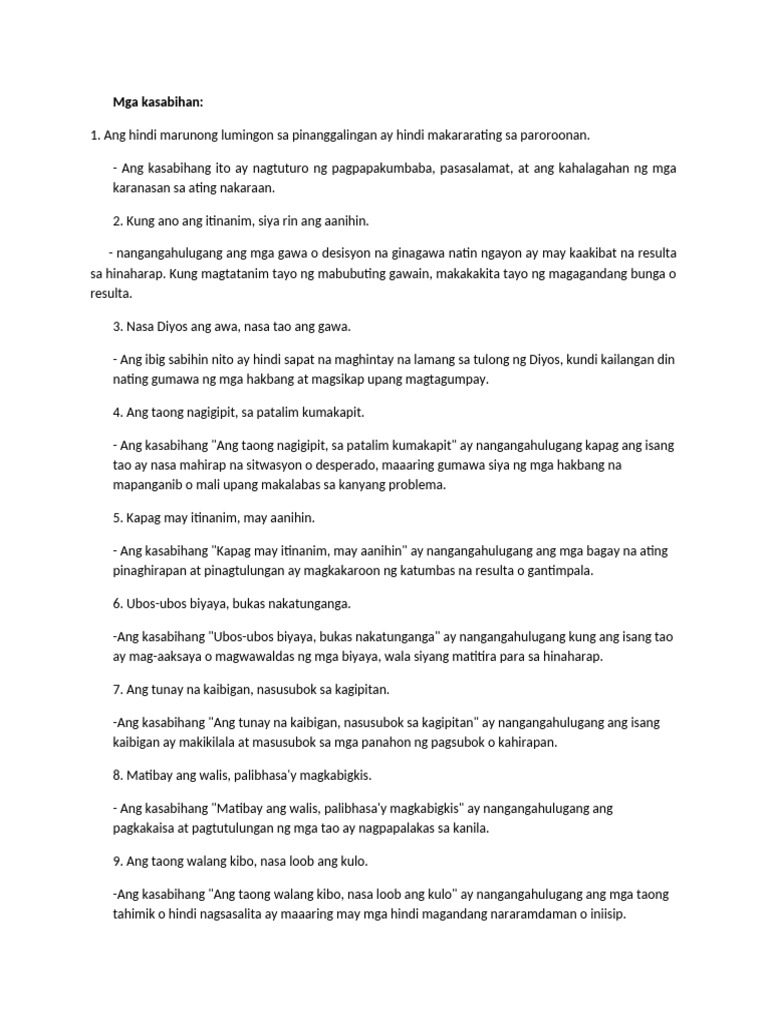 Mga kasabihan-WPS Office | PDF