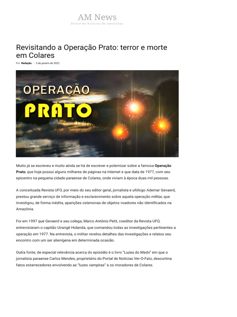 Revisitando A Operação Prato Terror e Morte em Colares - AM News | PDF ...