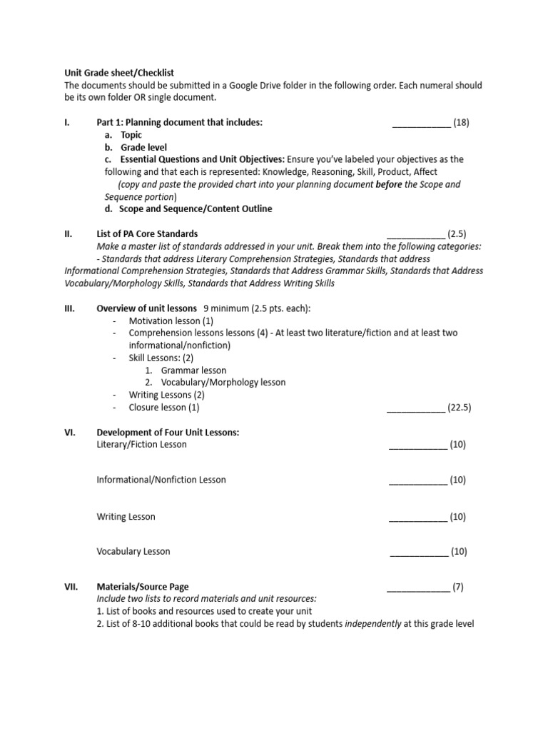 Fa24 Unit Gradesheet - Checklist | PDF | Reading Comprehension | Learning