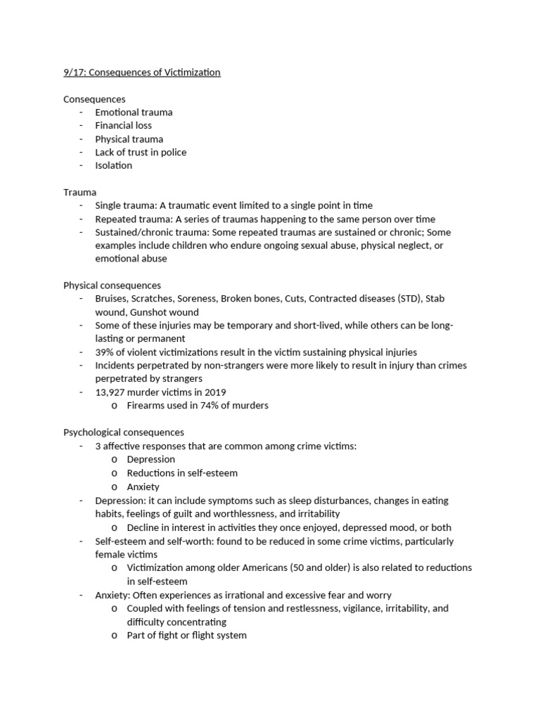Impact of Victimization Consequences | PDF | Psychological Trauma ...