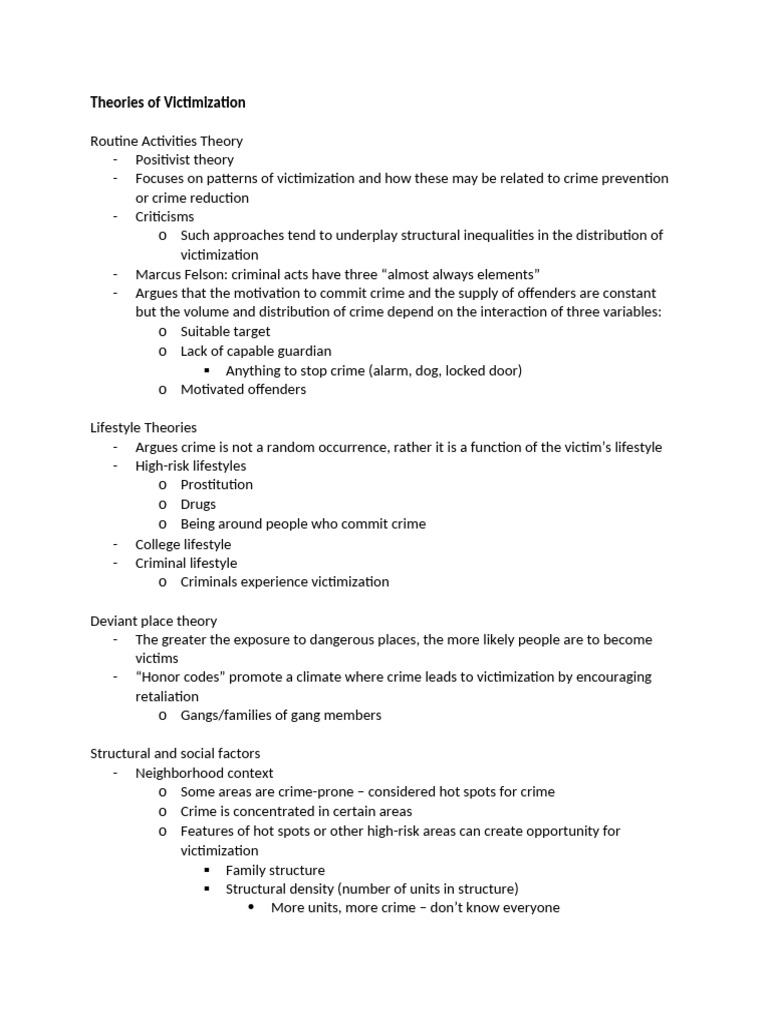 Theories of Victimization - 8:29 | PDF | Crimes | Crime & Violence