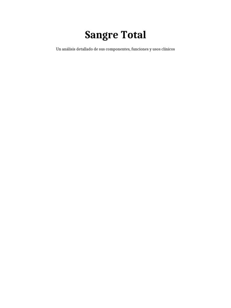Sangre Total Documento Extendido | PDF | Sangre | Leucocito