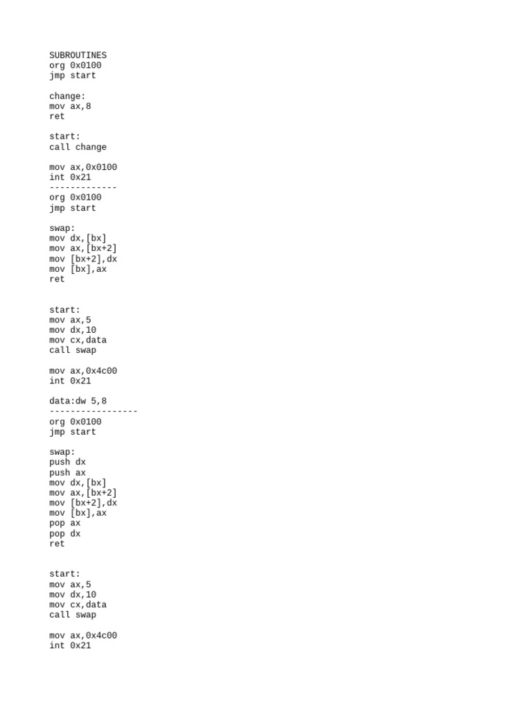 SUBROUTINES | PDF SUBROUTINES | PDF