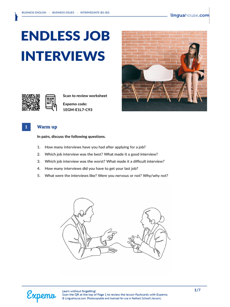 Endless Job Interviews American English Student B1 B2 | PDF | Job Interview | Employment