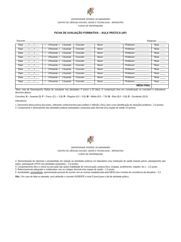 Ficha de Avaliao Formativa | PDF